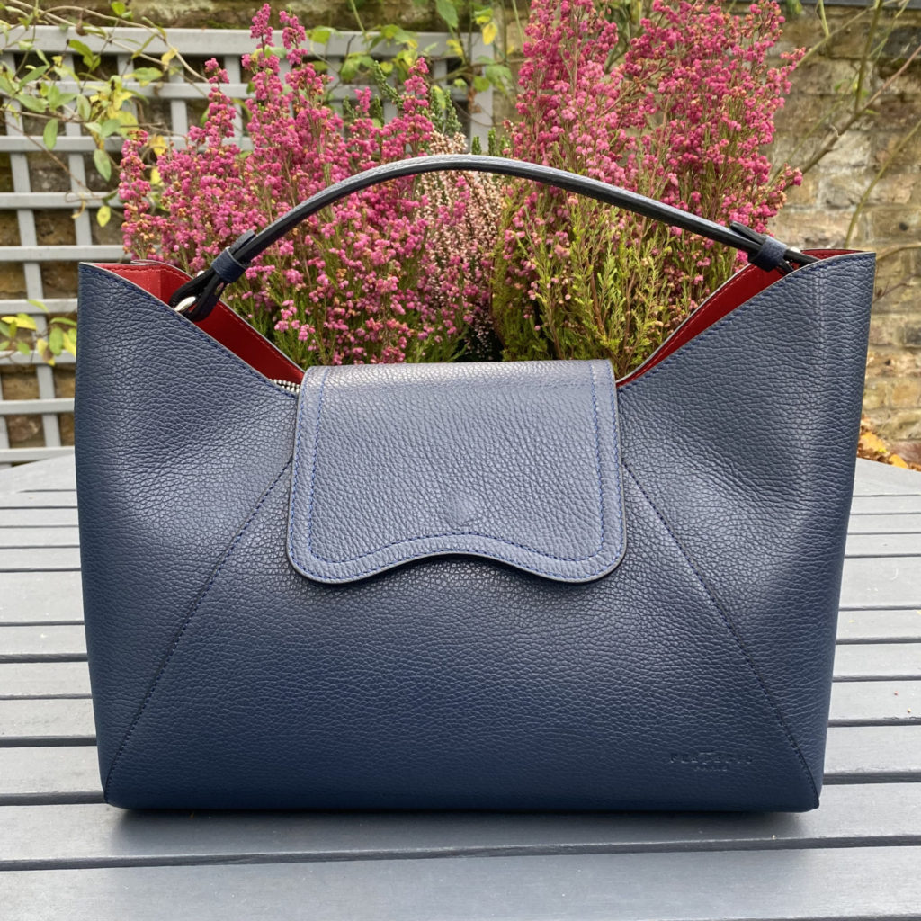 Navy leather tote bag - Cornflower Blue - Accessories with Style