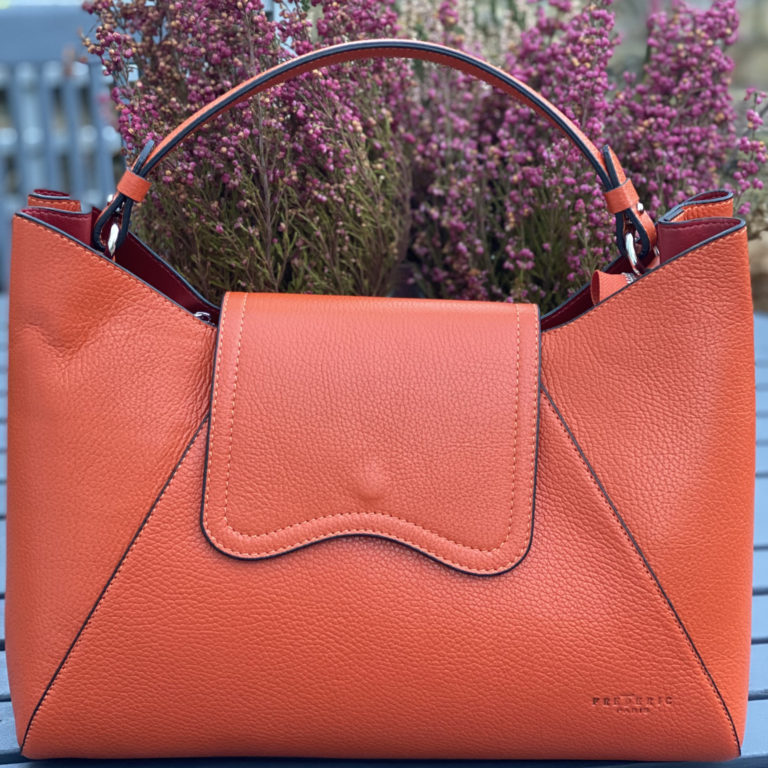 Orange leather tote bag - Cornflower Blue - Accessories with Style